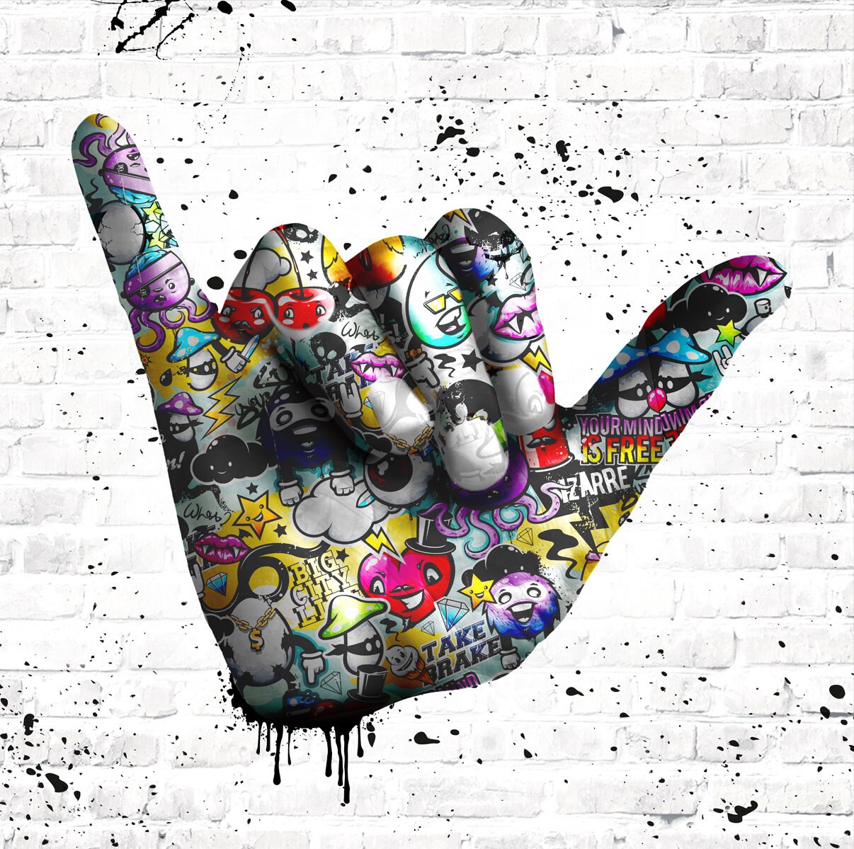 Shaka Sing Street Art-hang Loose-pop Art-wall Art Glass - Etsy