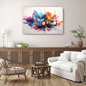 Atom Graffiti | Vibrant Colors Glass Wall Art | Abstract Science-themed ...