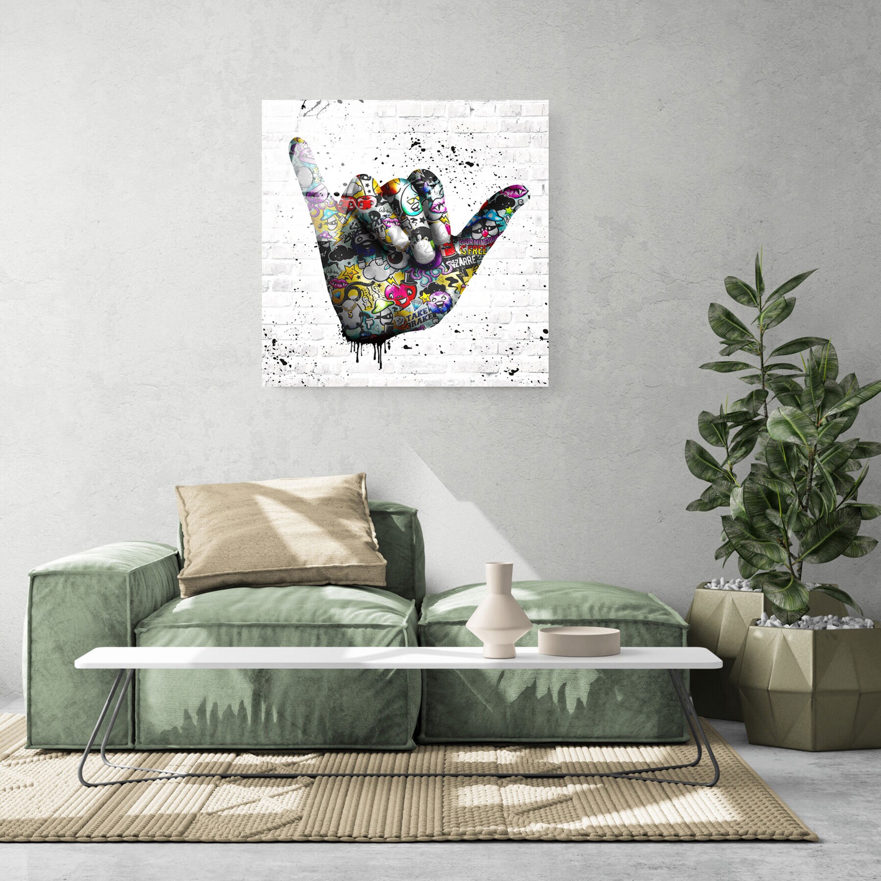 Shaka Sing Street Art-hang Loose-pop Art-wall Art Glass - Etsy