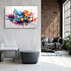 Atom Graffiti | Vibrant Colors Glass Wall Art | Abstract Science-themed ...