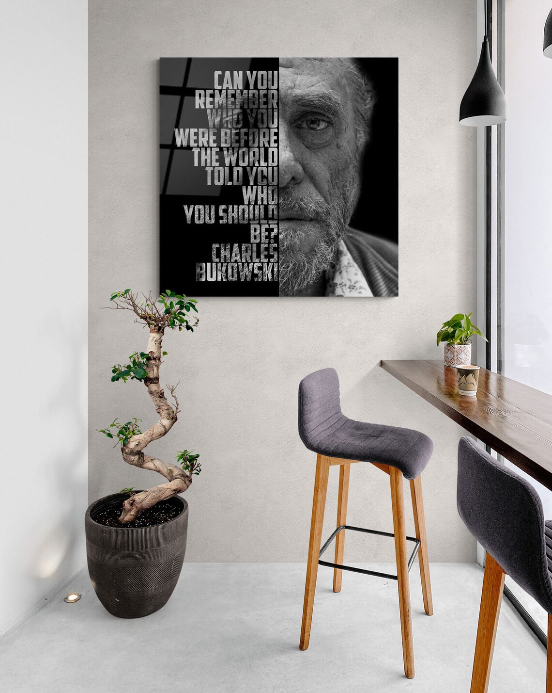 Charles Bukowski Portrait Inspirational Quote Wall Art Glass - Etsy