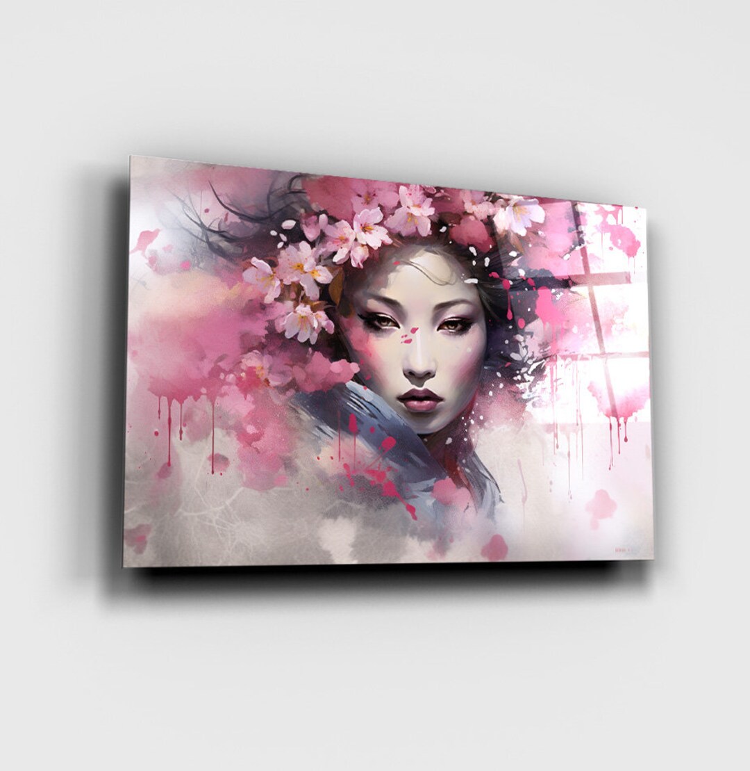 Geisha Abstract Artwork: Elegant Glass Print Wall Art - Capturing Grace ...