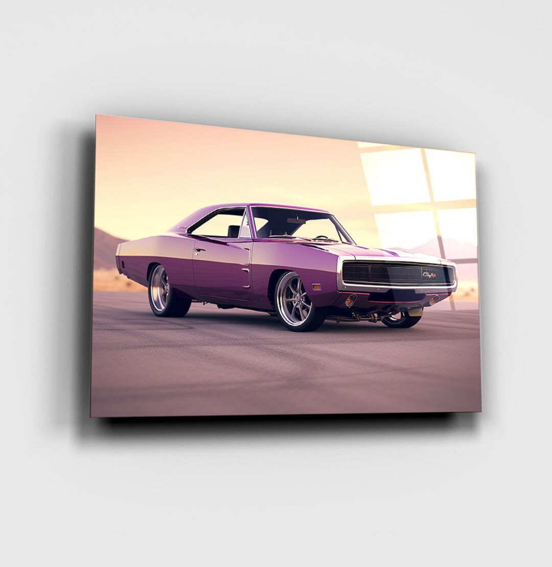 Fast & Furious Purple: 1970 Dodge Charger RT Glass Print Wall Art ...
