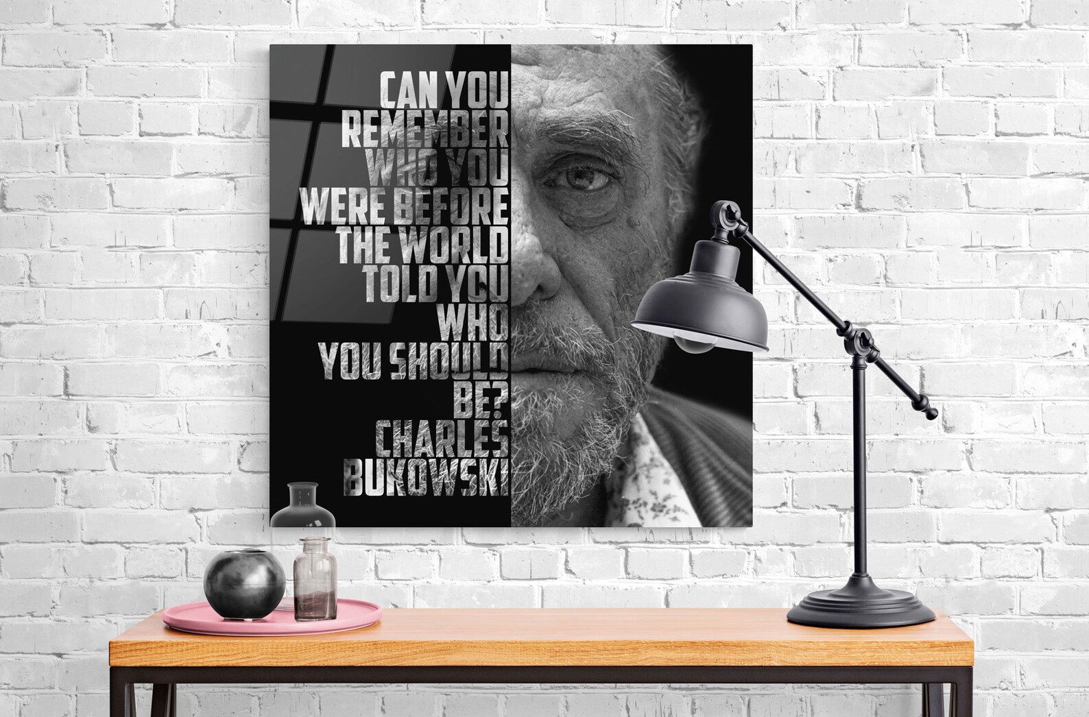 Charles Bukowski Portrait Inspirational Quote Wall Art Glass - Etsy