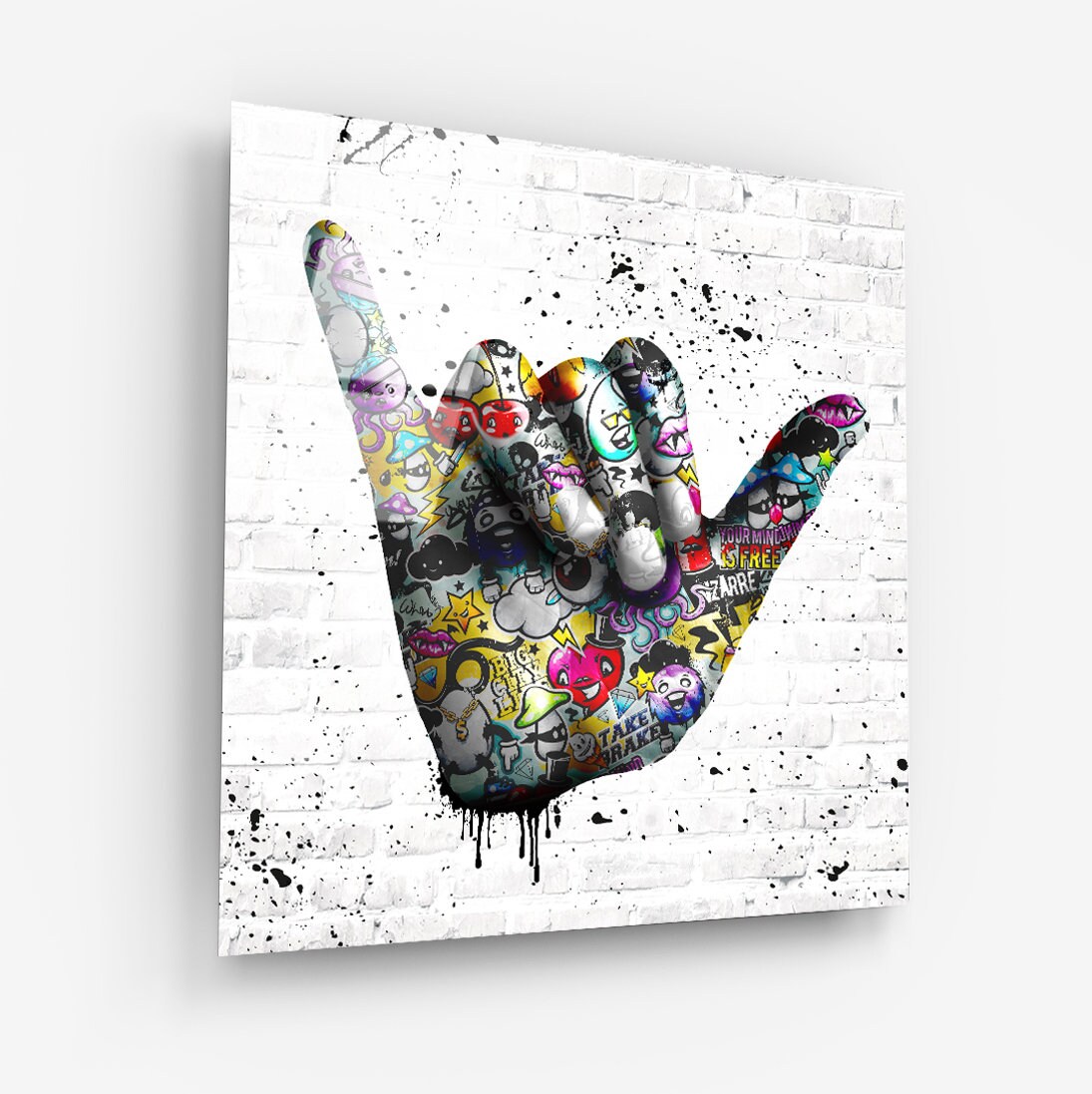 Shaka Sing Street Art-hang Loose-pop Art-wall Art Glass - Etsy