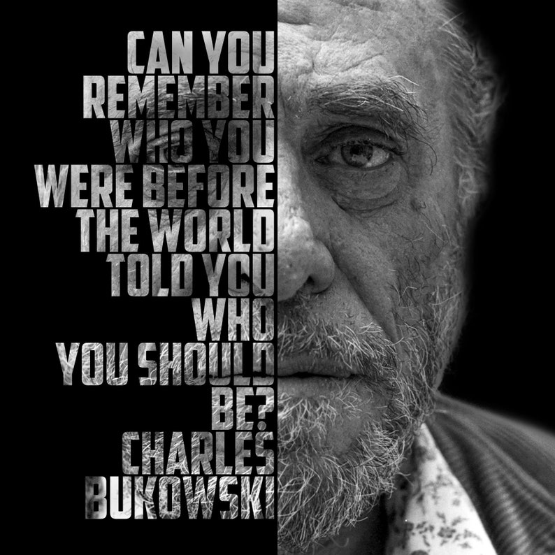 Charles Bukowski Portrait Inspirational Quote Wall Art Glass - Etsy