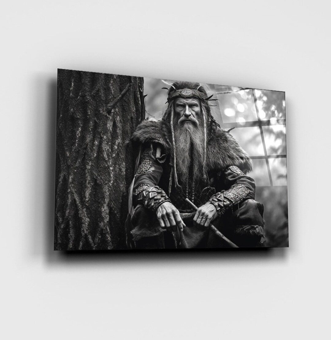 Ancient Druid Warrior: Glass Print Wall Art - Mystical Valor and ...