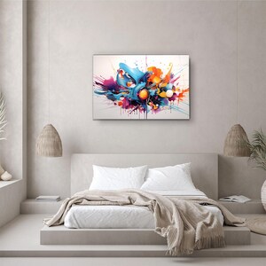 Atom Graffiti | Vibrant Colors Glass Wall Art | Abstract Science-themed ...