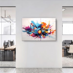 Atom Graffiti | Vibrant Colors Glass Wall Art | Abstract Science-themed ...
