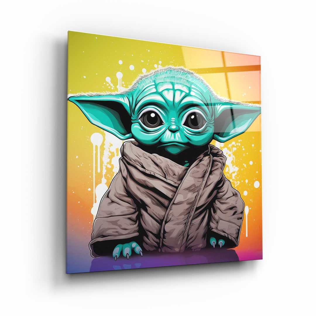 Adorable Galactic Delight: Baby Yoda Comic Pop Art on Tempered - Etsy