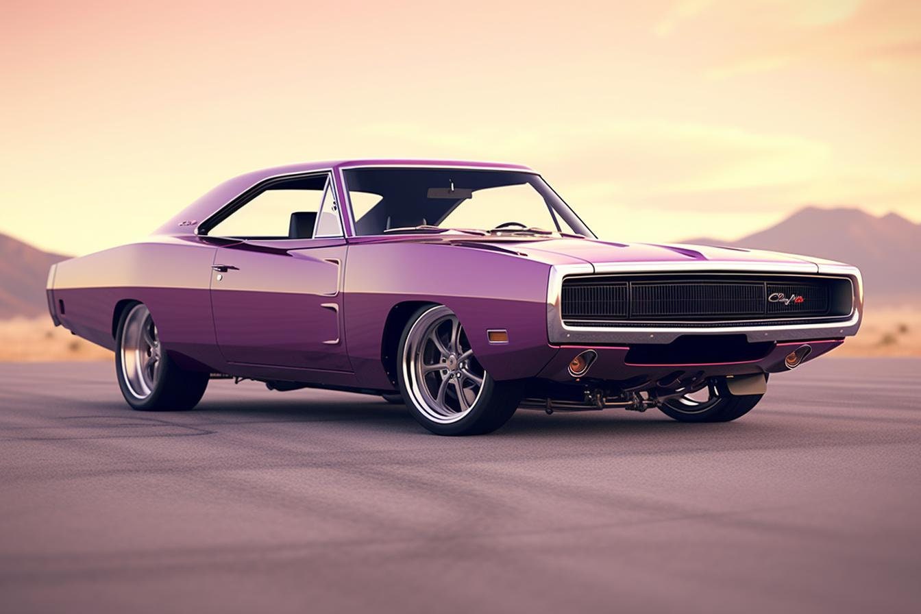 Fast & Furious Purple: 1970 Dodge Charger RT Glass Print Wall Art High ...