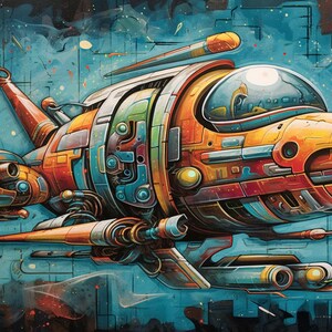 Space Ship Graffiti Abstract Artwork: Blast off Into Cosmic Creativity ...