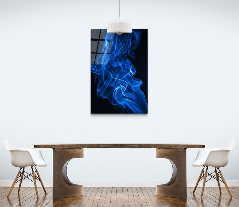Blue Smoke Wall Art Glass Printing | Etsy