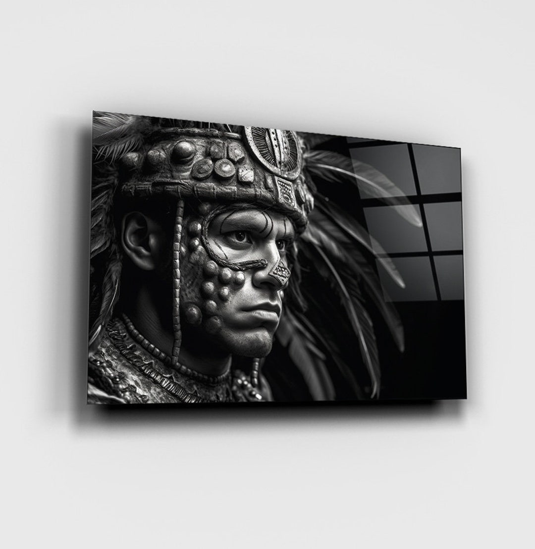 Ancient Aztec Jaguar Warrior Vibrant Glass Wall Art Decor Bold Abstract ...