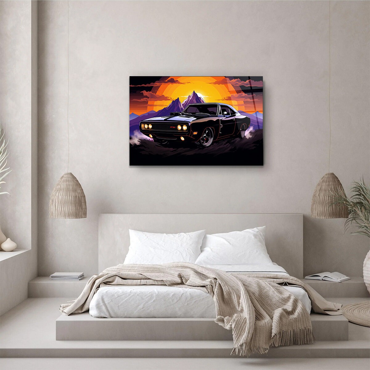 Comic Black Charger: 1970 Dodge Charger Glass Print Wall Art High ...