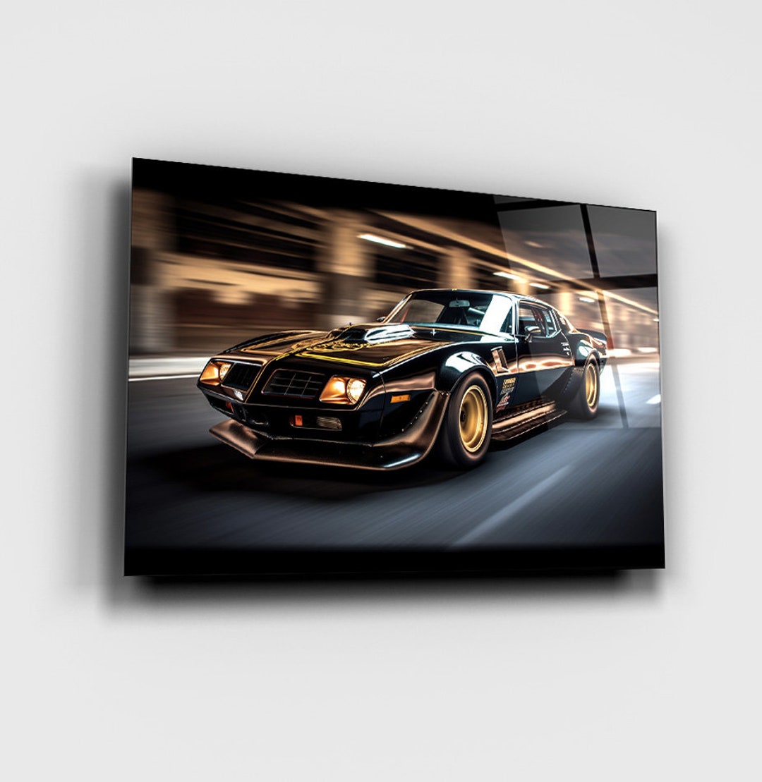 Golden Speedster: 1980 Black & Golden Trans AM Racing Car Glass Print ...
