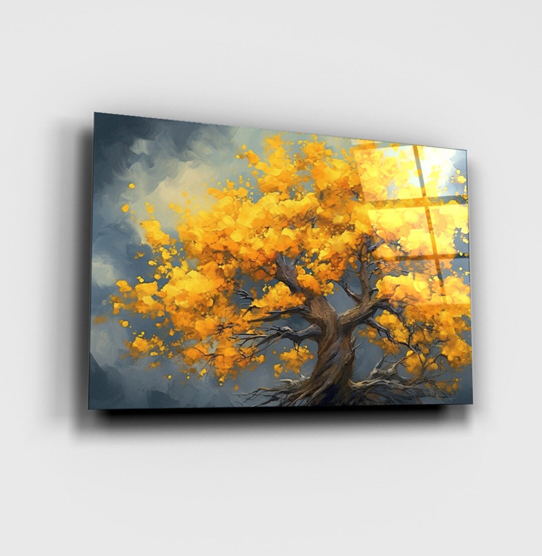 Yellow Trumpet Tree Abstract Artwork: Vibrant Floral Elegance in ...