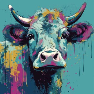 Bold and Brilliant: Comic Pop Art of a Blue Bull on Tempered Glass ...