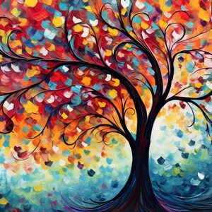 Multi-colored Tree Abstract: Glass Print Wall Art - Vibrant and ...