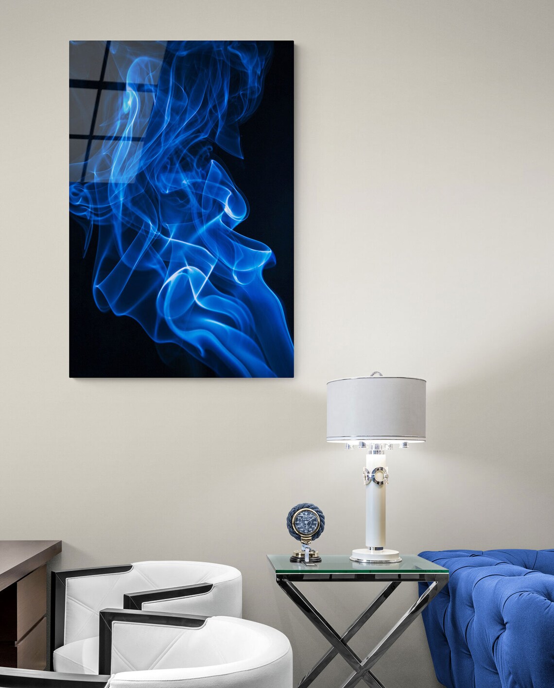 Blue Smoke Wall Art Glass Printing | Etsy