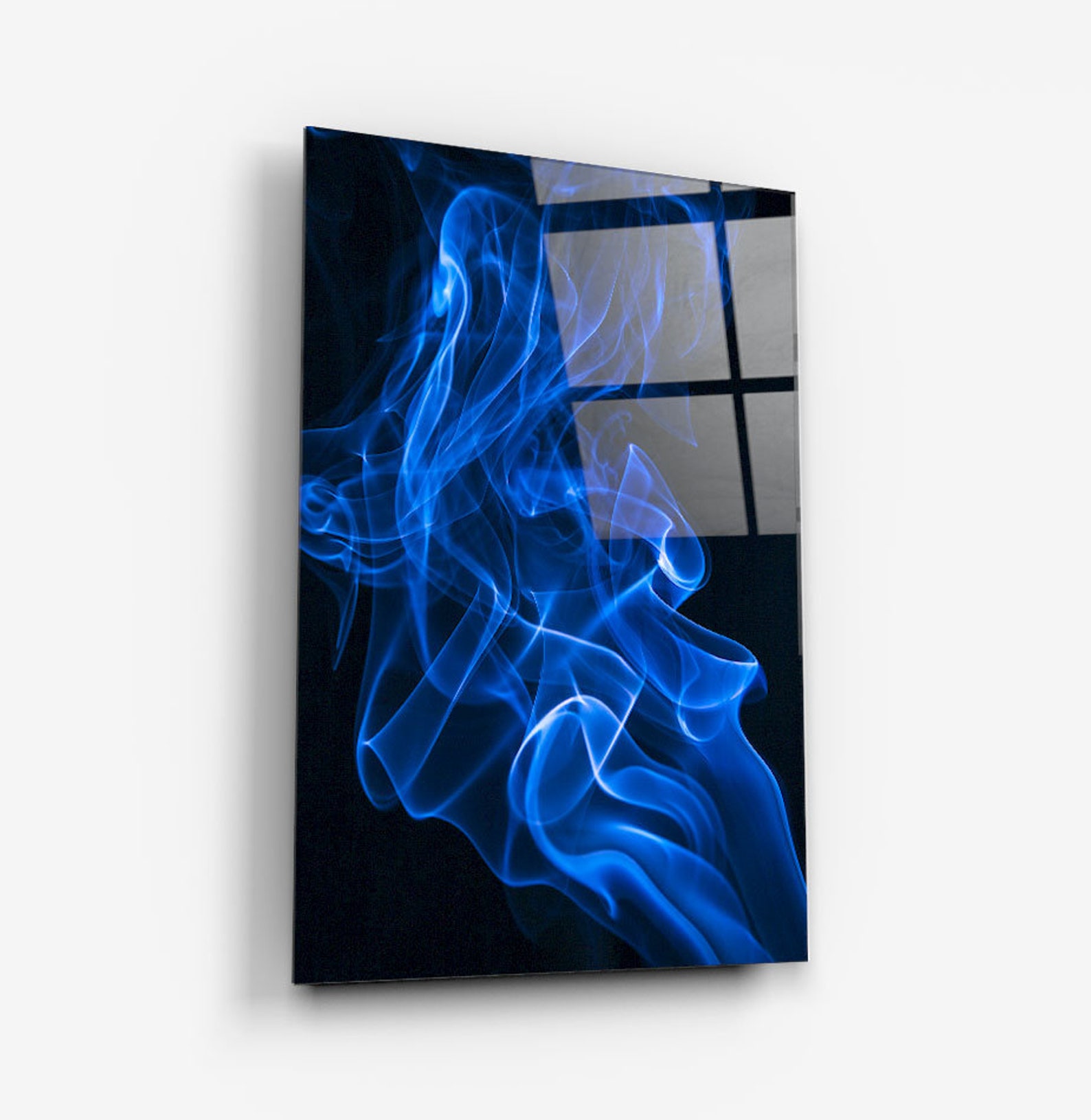 Blue Smoke Wall Art Glass Printing | Etsy