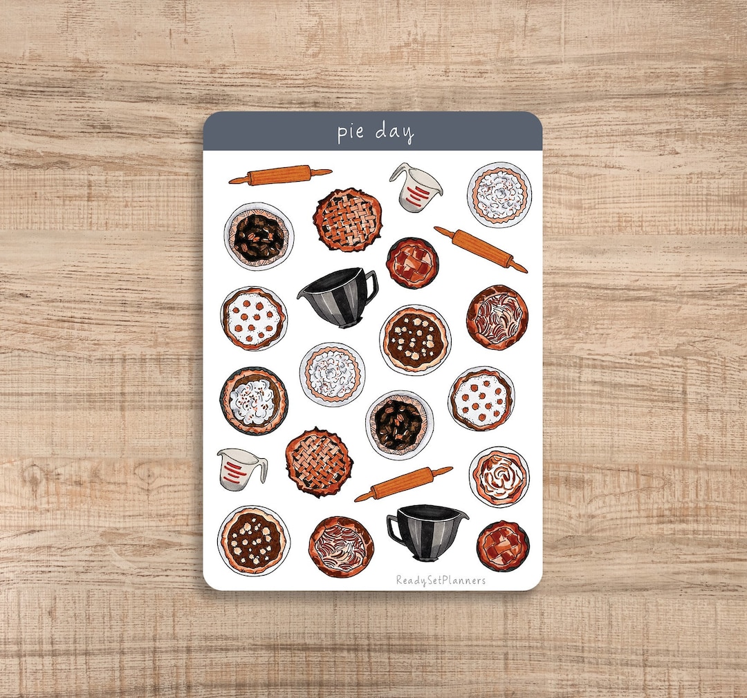 Pie Day Sticker Sheet, Pie Stickers, Baking Stickers, November Stickers ...