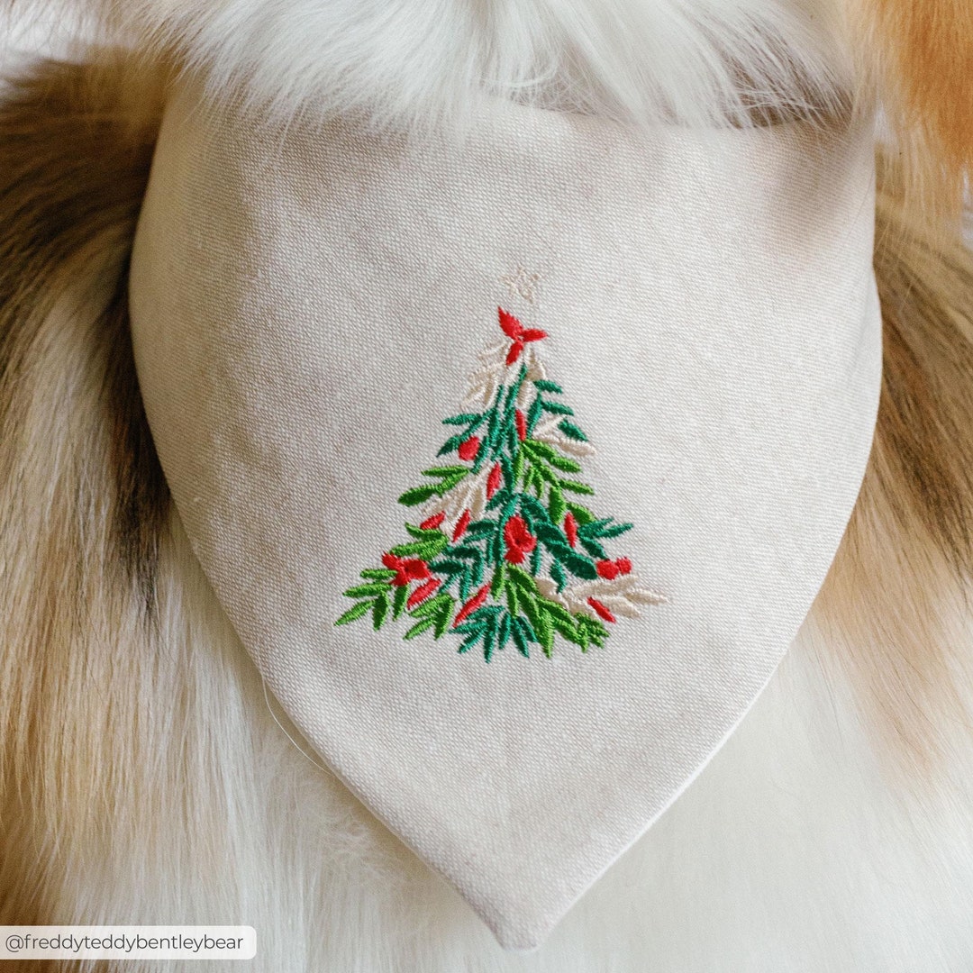 Cute Christmas Tree Dog Bandana Embroidered Dog Bandanas Christmas ...