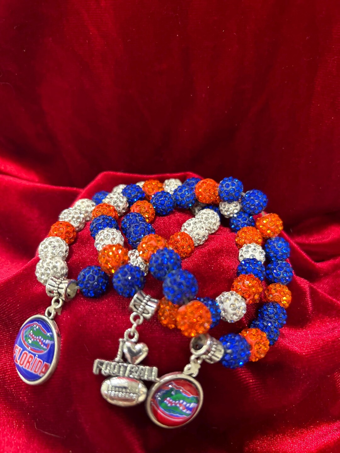 Hand Beaded Shambala Crystal Florida Gators Football Charm Bracelets - Etsy