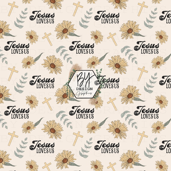 Jesus Loves Us Seamless Pattern Hand Drawn Christian | Etsy