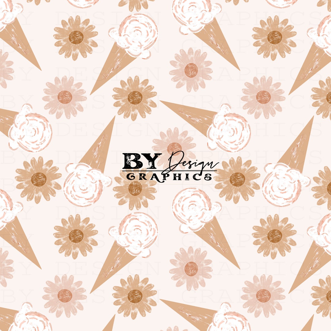Ice Cream Cone Seamless | Boho Ice Cream Seamless | Boho Floral ...