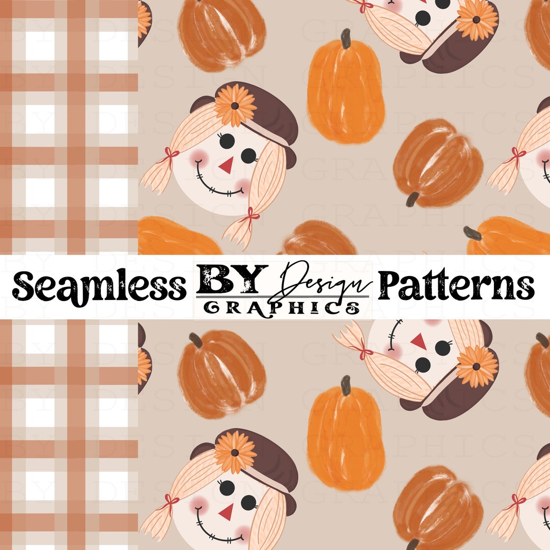 Scarecrow Seamless | Fall Seamless | Cute Fall Seamless | Girl Fall ...