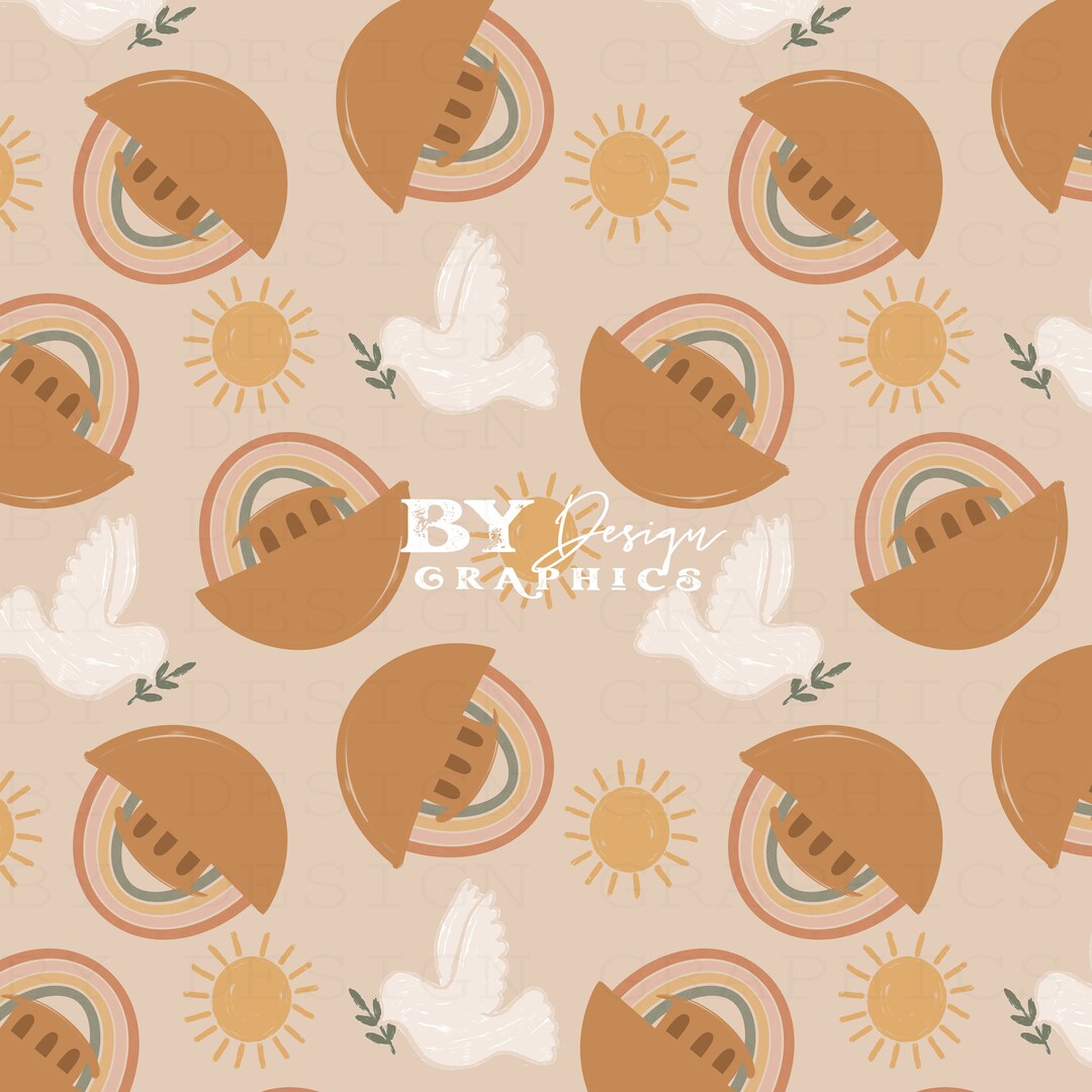 Noahs Ark Seamless | Boho Christian Seamless | Gender Neutral Christian ...