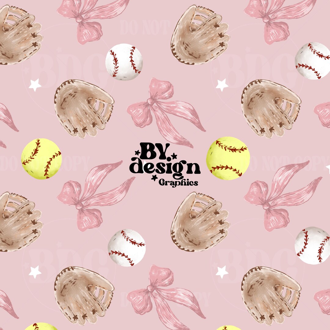 Coquette Softball Baseball Seamless | Softball Baseball Seamless | Pink ...