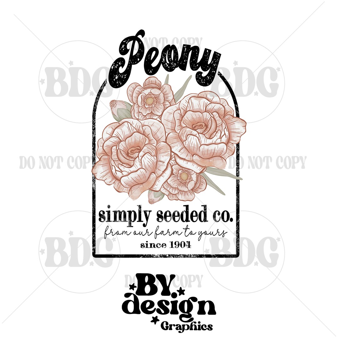 Peony Flower PNG Womens Floral Shirt Png Vintage Seed Packet PNG Flower ...