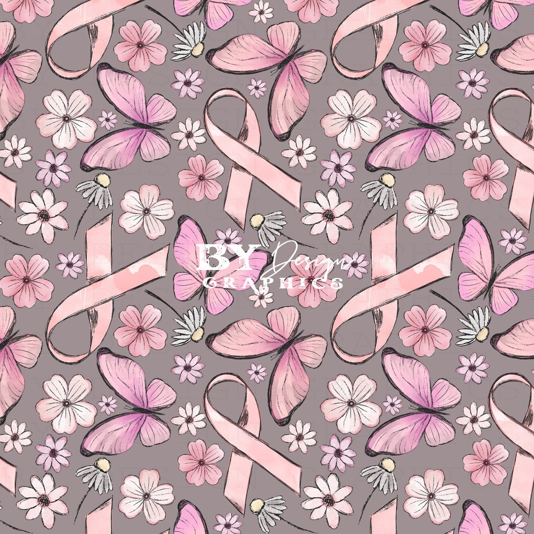 Breast Cancer Awareness Seamless | Hand Drawn | Pink Ribbon Seamless ...