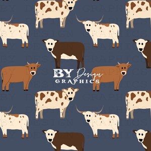 Cattle Seamless Pattern Hand Drawn Seamless Coordinate Cow Seamless ...