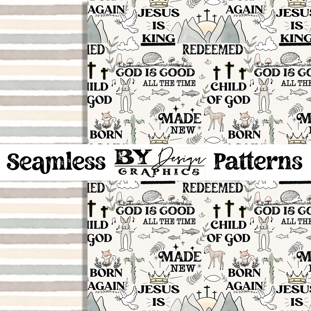 Christian Seamless Pattern | 2 Designs | Hand Drawn | Gender Neutral ...
