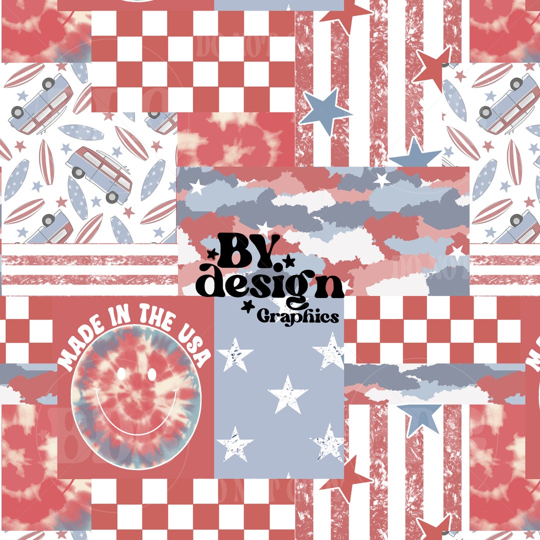 4th of July Seamless | Independence Day Seamless | Patriotic Patchwork ...