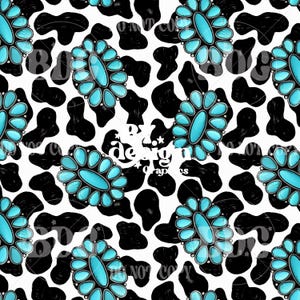 Western Turquoise Seamless | Turquoise Cow Print Seamless | Cow Print ...