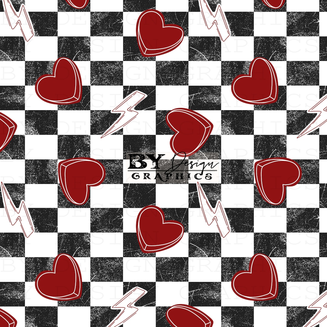 Boys Valentine Seamless | Checker Heart Seamless | Red Check Seamless ...