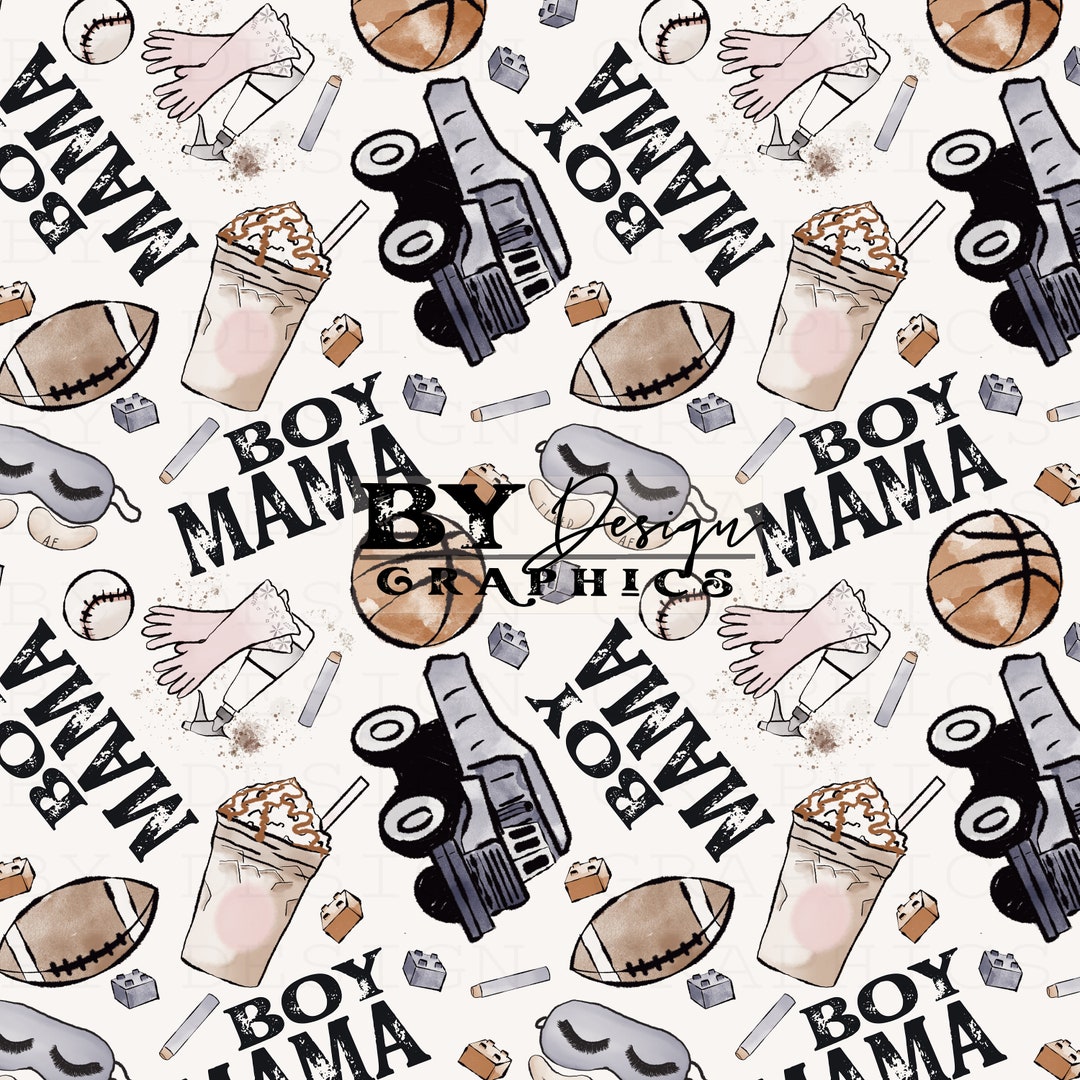 Boy Mama Seamless Pattern | Hand Drawn | Doodle Seamless | Mom and Me ...