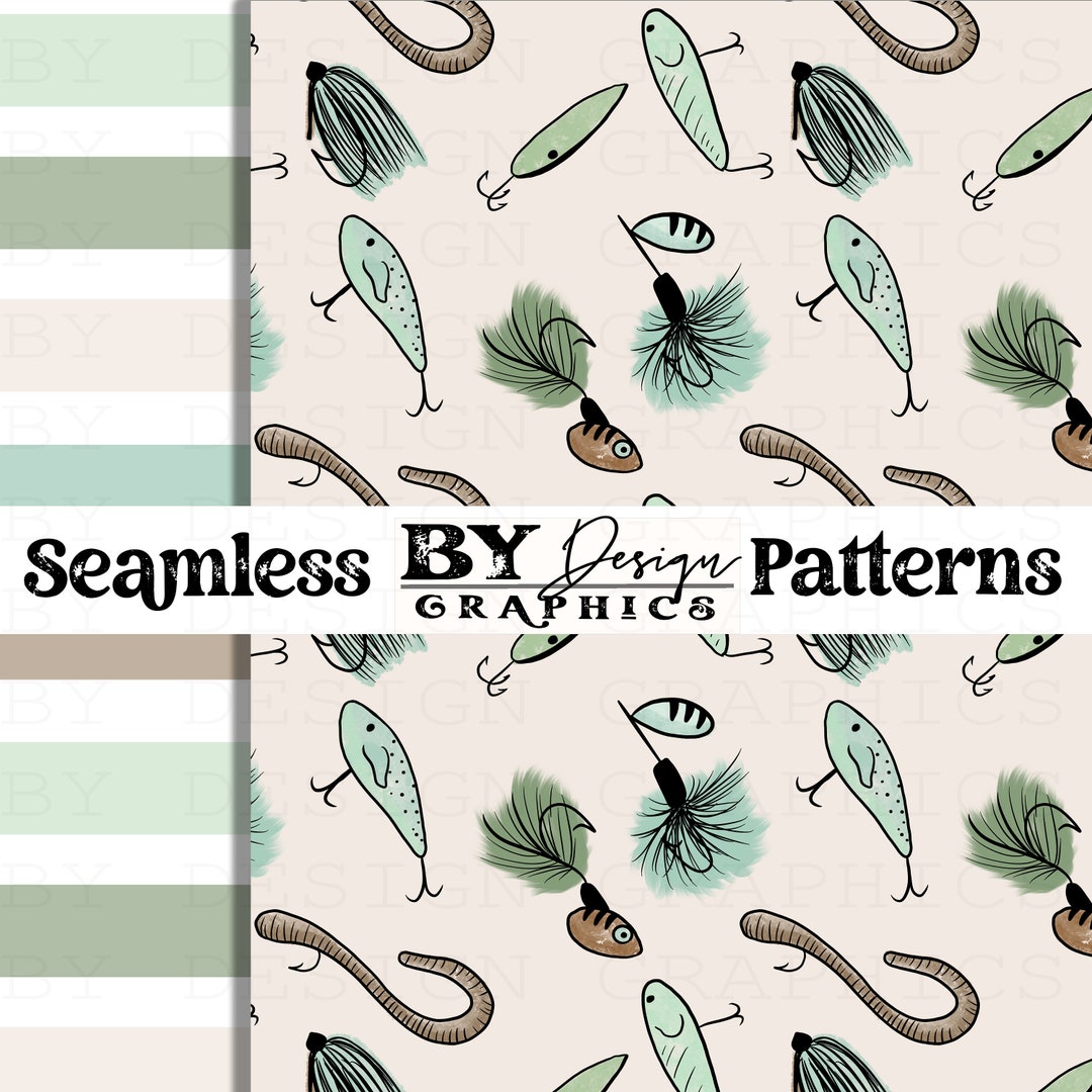 Fishing Lure Seamless Pattern | Hand Drawn | Seamless + Coordinate ...