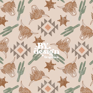 Highland Cow Seamless | Boy Western Seamless | Gender Neutral Western ...