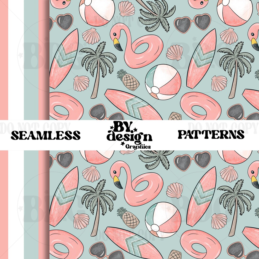 Girl Summer Seamless | Pool Floatie Seamless | Summer Vibes Seamless ...