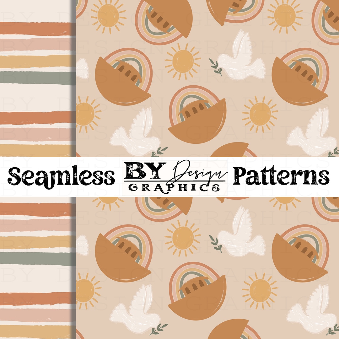 Noahs Ark Seamless | Boho Christian Seamless | Gender Neutral Christian ...