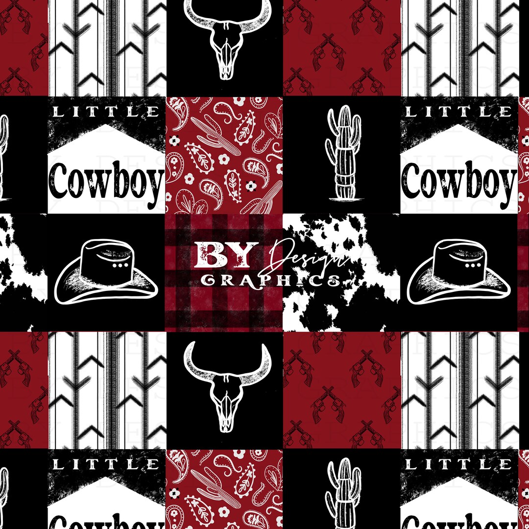 Cowboy Seamless Pattern | Little Cowboy Faux Quilt | Western Seamless ...