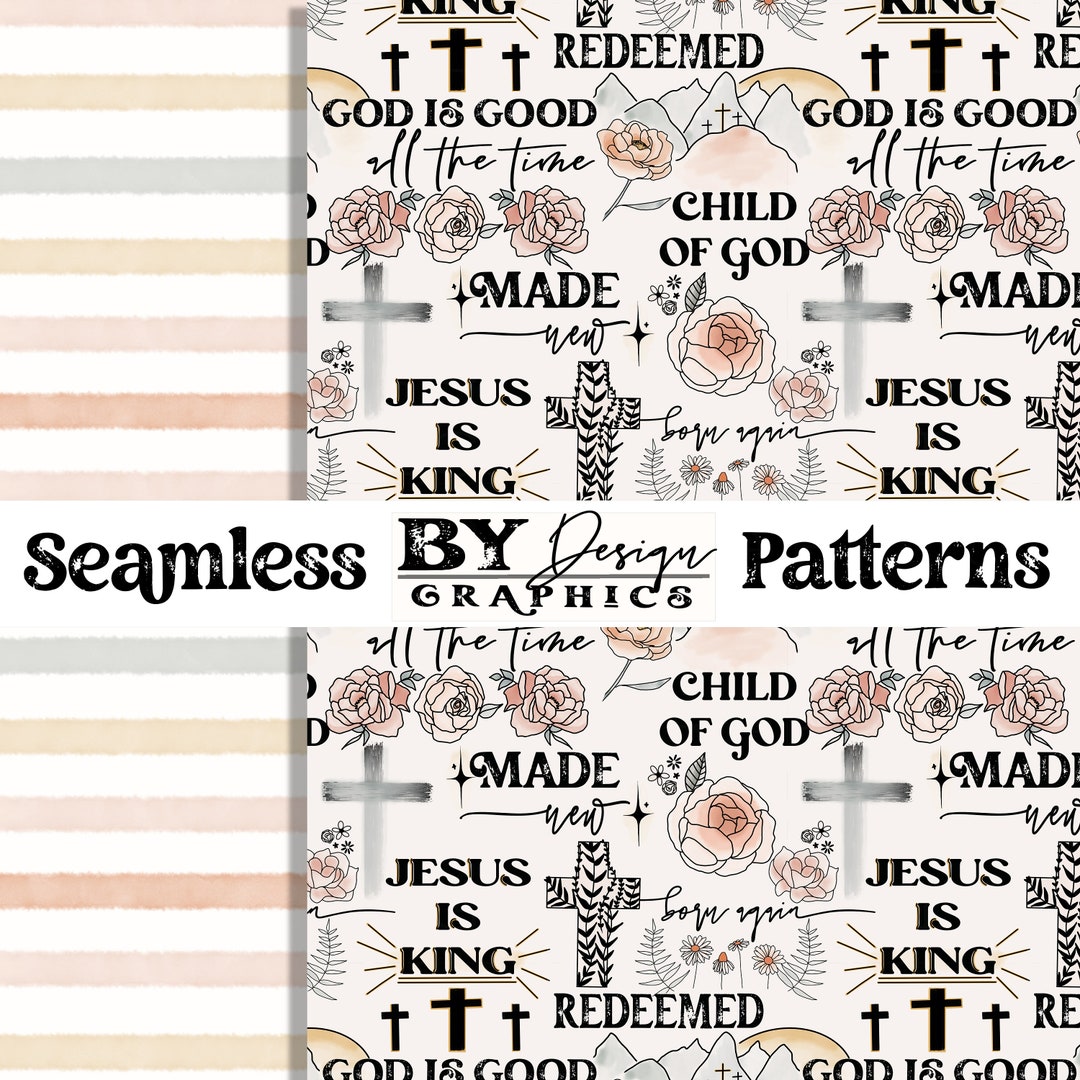 Christian Seamless Pattern | 2 Designs | Hand Drawn | God is Good ...