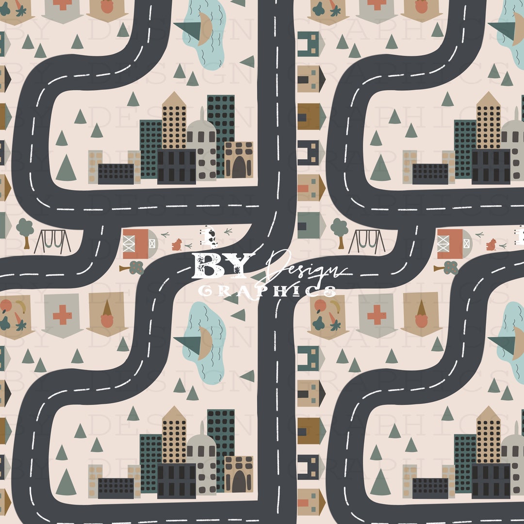 Town Map Seamless | Modern Town Seamless | Gender Neutral Seamless ...
