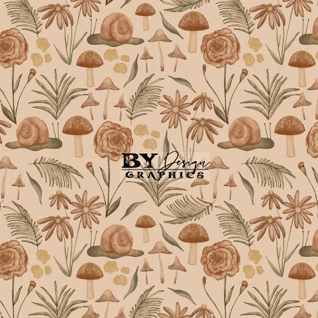 Cottagecore Floral Seamless | Floral Snail Seamless | Mushroom Seamless ...