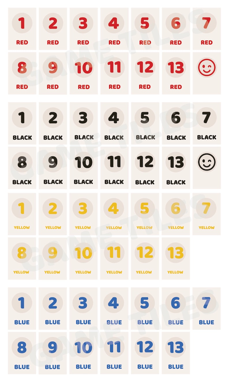 Printable Rummikub Rummy Number Game DIGITAL ART for Game Room ...